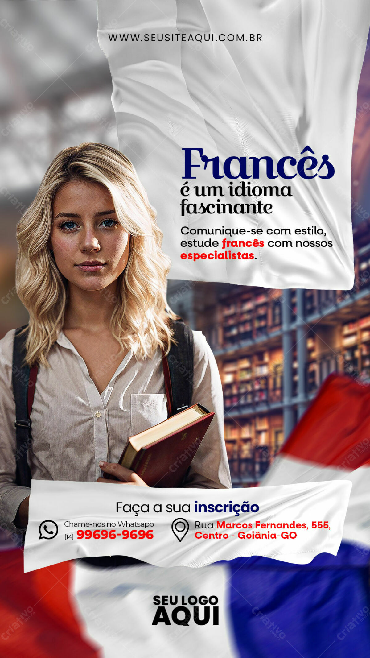 Flyer Curso Francês PSD Editável | PSD Premium [download]