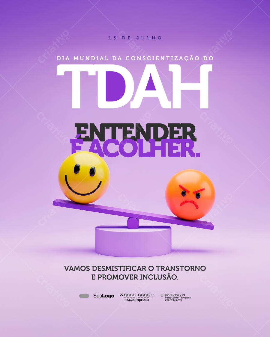 Editable PSD Flyer for World ADHD Awareness Day | PSD Premium [download]