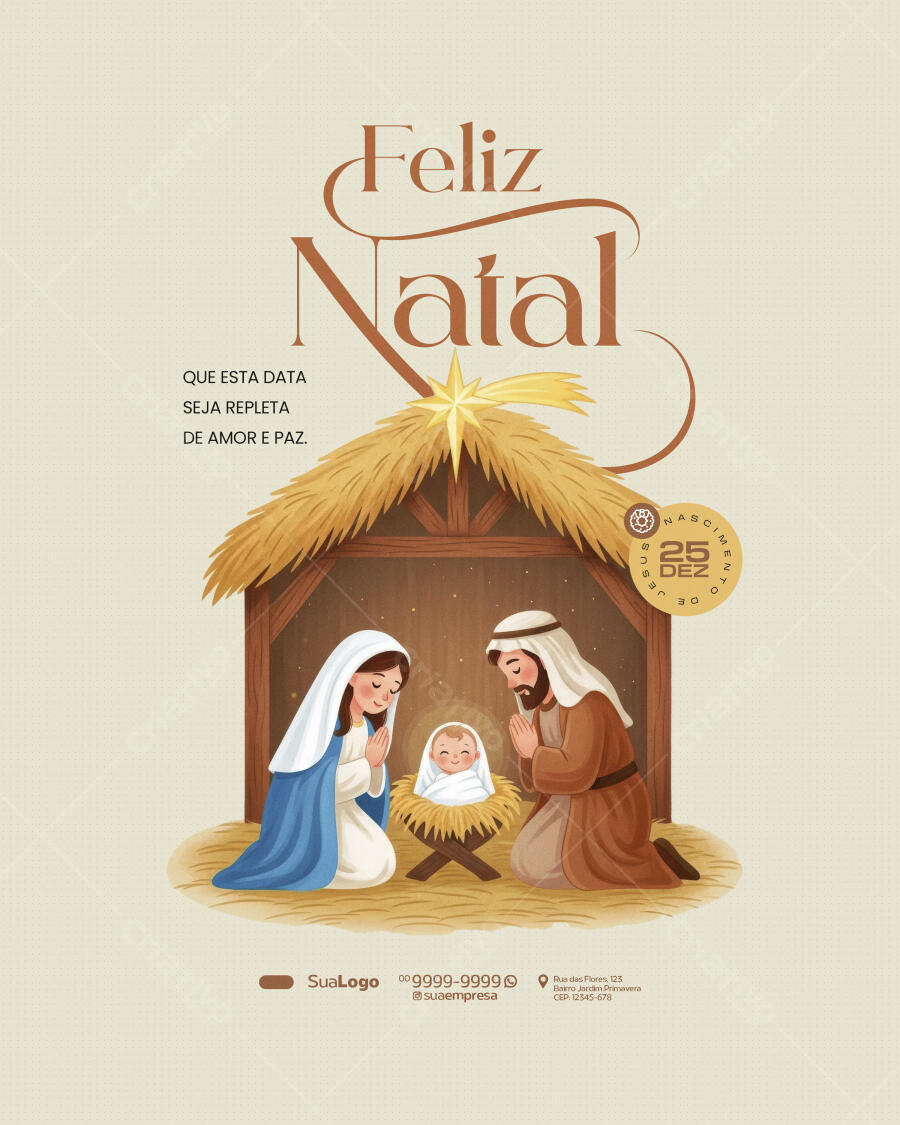 Editable PSD Christmas Flyer for Nativity Scene Illustration | PSD ...